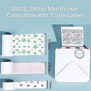 Phomemo M02S Mini Thermal Printer- Bluetooth Thermal Photo Printer with 3 Rolls Transparent Sticker Paper, Compatible with iOS + Android for Plan Journal, Study Notes, Art Creation, Work, Gift