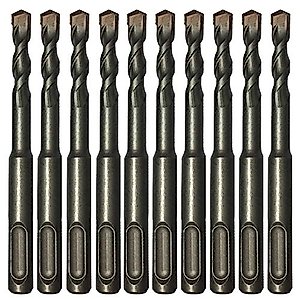 10PC 1/4" X4" Drill Bit Set SDS Plus Rotary Hammer Concrete Masonry Carbide Tip