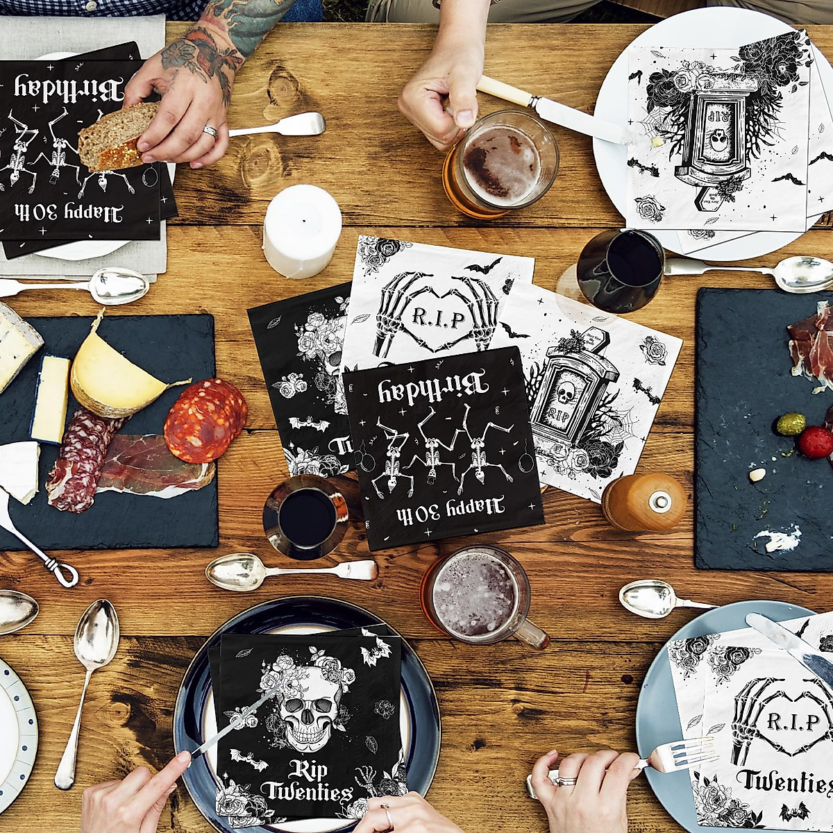 Death to My 20s Napkins Decorations-30th Birthday Party Supplies,40pcs Rip to My 20s Birthday Decoration Set Rip Twenties Napkins and Happy 30th Birthday Napkins for My Youth Party Disposable Supplies