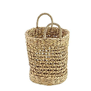 Deco 79 Dried Plant Handmade Woven Storage Basket with Handles, Set of 3 21", 18", 16"H, Brown