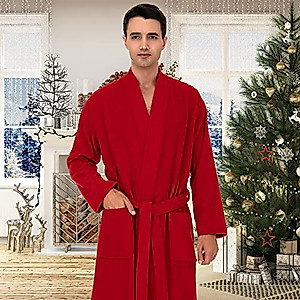 TowelSelections Mens Robe, Cotton Terry Cloth Bathrobe, Soft Bath Robe for Men Medium/Large Loden Frost