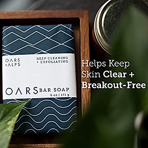 Oars + Alps Blue Charcoal Exfoliating Men's Bar Soap, Dermatologist Tested and Made with Clean Ingredients, Travel Size, 1 Pack, 6 Oz