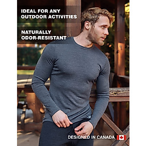 Merino.tech Merino Wool Base Layer - Mens 100% Merino Wool Long Sleeve Thermal Shirts Lite, Midweight, Heavyweight + Socks (Large, Black 250)