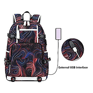 ZHIERNA Boys Backpack with Charging Port, Laptop Backpacks 17 Inch, Water Resistant Daypack Bookbags for College Students (Red)