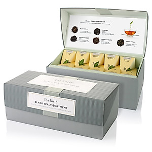Tea Forte Presentation Box Tea Sampler Gift Set, 20 Assorted Variety Handcrafted Pyramid Tea Infuser Bags (Black Tea)