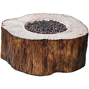 Elementi Manchester Outdoor Table 42 Inches Fire Pit Patio Heater Concrete Firepits Outside Electronic Ignition Backyard Fireplace Cover Lava Rock Included, Natural Gas