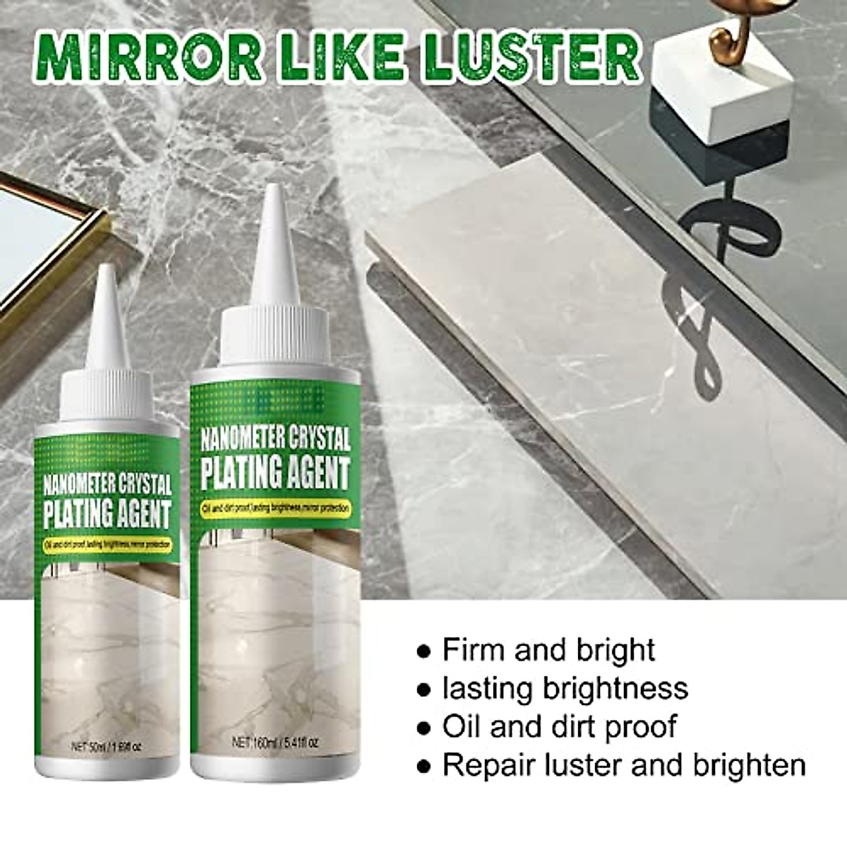 Nano Crystal Coating Agent for Tile &Furniture，Marble Nano Crystal-Plating Agent, Stone Crystal Plating Agent, Nano Crystal Plating Agent for Kitchen(50ml/3pcs)