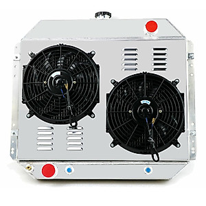 Cubauto 4 Row Core Radiator for 1966-1979 Ford F100 F150 F250 F350 Pickup Truck Brocon 1967 1967 1969 1970 1971 1972 1973 1974 1975 1976 1977 1978 All Aluminum Downflow Radiator+2X12" Fan W/Shroud