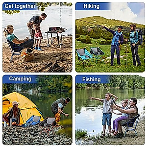 FBSPORT 2 Pack Portable Camping Chairs Lightweight Backpacking Chair Compact & Heavy Duty for Camp, Backpack, Hiking, Beach, Picnic, with Carry Bag