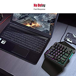 ciciglow One Handed Gaming Keyboard, RGB Backlit 35 Keys Membrane Keypad with FN Keys, Mini Ergonomic Gaming Controller for PC Gamer
