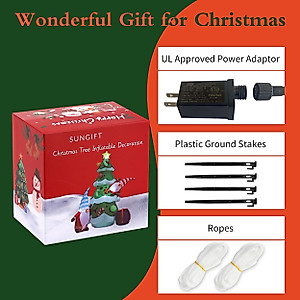 SUNGIFT Christmas Inflatable Tree, 7 FT Giant Lighted Christmas Blow Up Santa Claus with Gift Box for Indoor Outdoor Yard Garden Xmas Inflatables Party Decorations