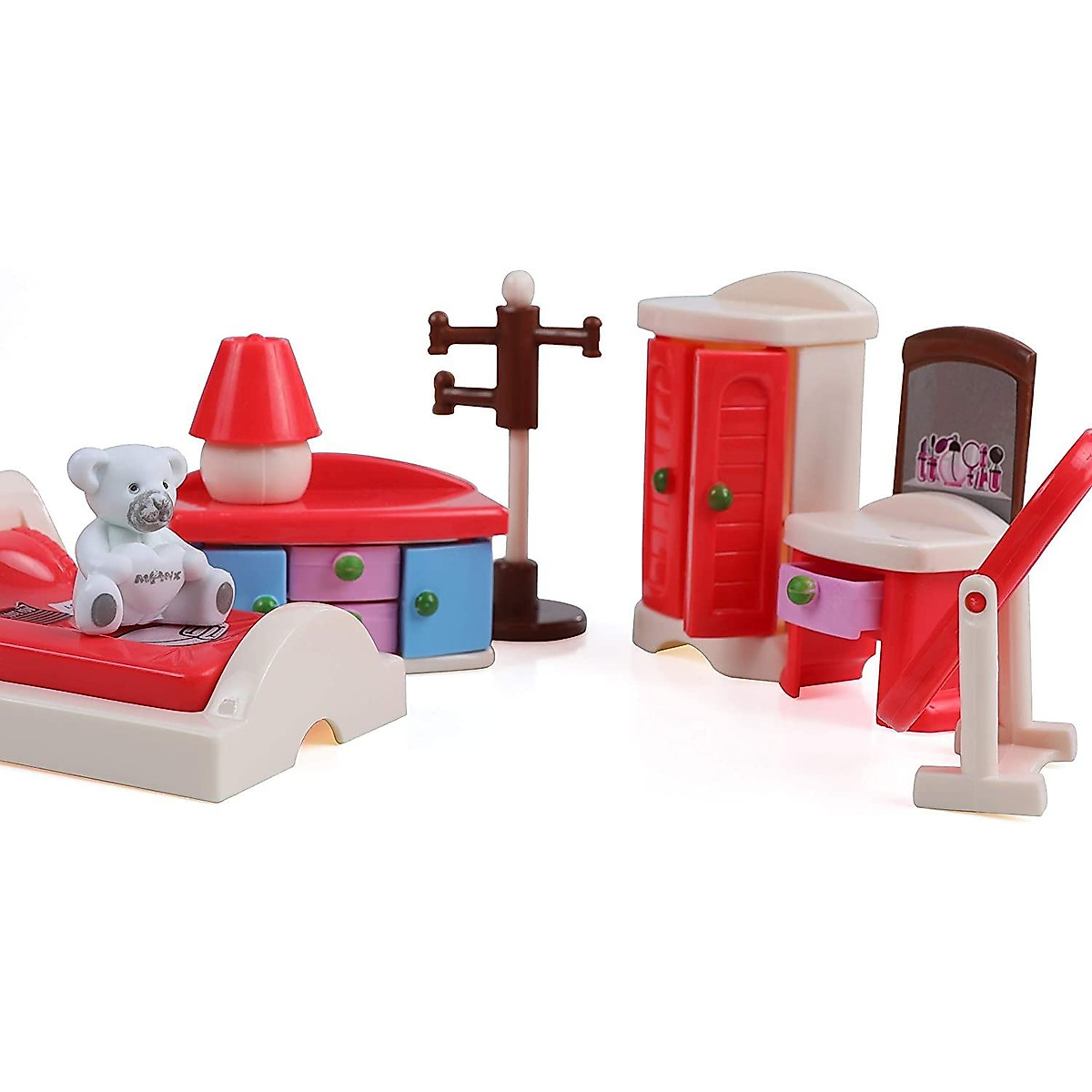 Beverly Hills Doll Collection Dollhouse Accessories Furniture and Accessory Set, All in one Bedroom, Kitchen, Laundry Room, and Bathroom 46 Piece Mega Set in a Storage Container