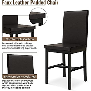 tantohom 5 Piece Faux Marble Dining Table Set- Space Saving Kitchen Table and Chairs for 4, Modern Style Table Set with 4 Leather Chairs and Perfect for Dining Room, Kitchen, Breakfast Corner