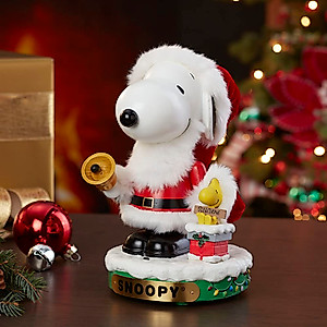 Peanuts Battery-Operated Musical Santa Snoopy Nutcracker, 10-Inch, Multicolored