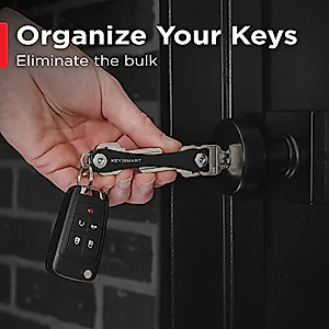 KeySmart Compact Minimalist Pocket-Sized Key Holder and Key Organizer w Expansion Screws, EDC Key Carrier (14 Keys, Black)