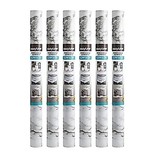 Duck EasyLiner Adhesive Laminate Surfaces Shelf Liner, Gray Marble, 20 in. x 15 ft, 6 Rolls