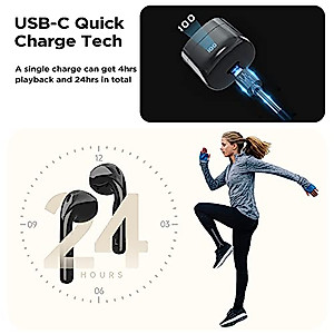 Wireless Earbuds Bluetooth 5.1, Mixcder X1 in-Ear Headphones with Microphone for Phone Calls, Stereo Sound and Low Latency Earphones for Running Sports, Black