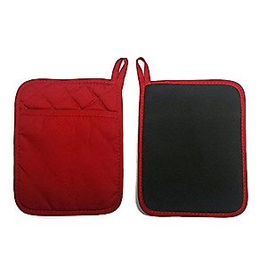Home Collection Set of 2 Red And 2 Black Neoprene Pot Holders
