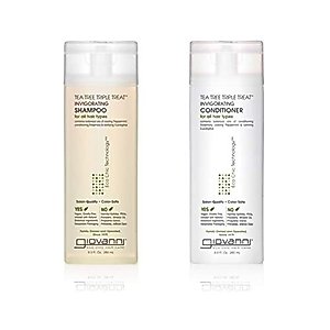GIOVANNI Tea Tree Triple Treat Invigorating Shampoo & Conditioner Set - Cooling Peppermint, Eucalyptus, Rosemary, Helps Dry, Flaky Scalp, Salon Quality, Vegan, Cruelty Free - 8.5 oz Each