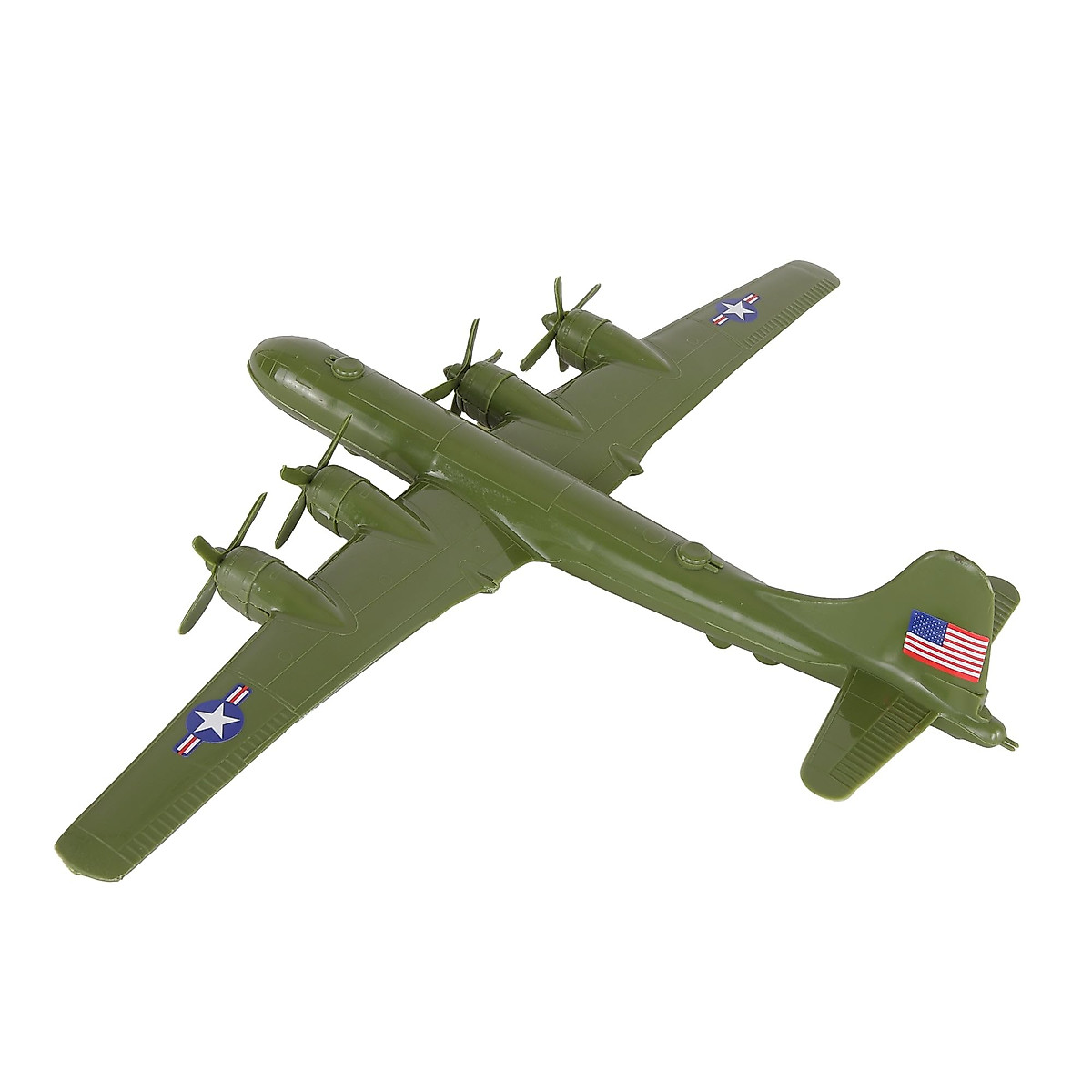 TimMee WW2 B-29 Superfortress Bomber Plane - OD Green Plastic Army Men Aircraft