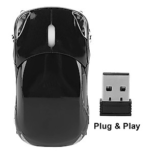 1600DPI Portable Mouse, 10M 2.4G Bluetooth Optical with Receiver Storage, 3 Buttons Car Shaped for/ME/Windows PC/Tablet Gaming Office(Black)