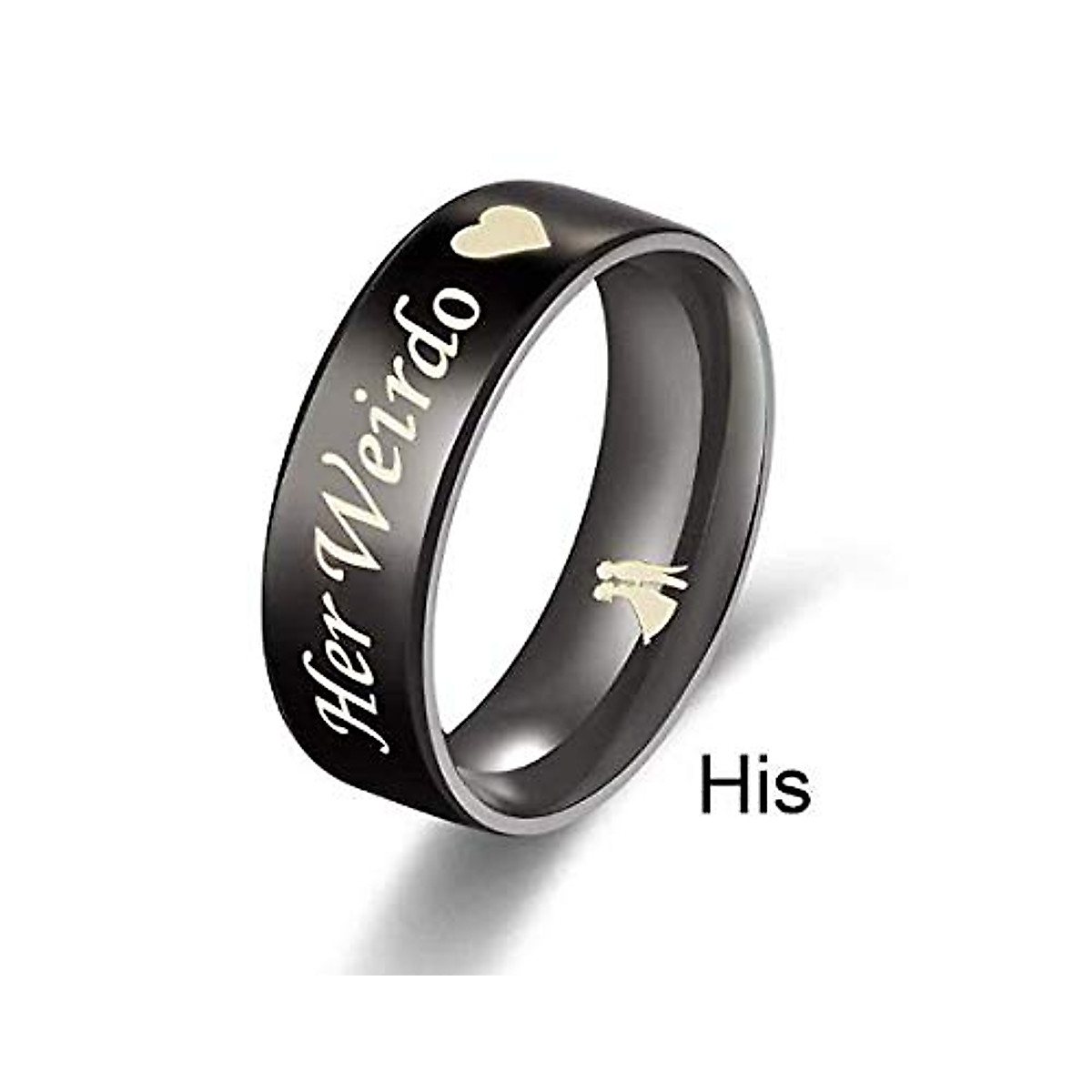 His or Hers (Sold Separate Price for ONE Ring Only) 6mm/4mm Stainless Steel His Crazy and Her Weirdo Couple Wedding Bands Ring -CR161 (Men's Ring (her Weirdo), 12)