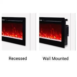 72 Inch Recessed and Wall Mounted Electric Fireplace, Fireplace Heater, Touch Screen, Remote Control with Timer, Adjustable Flame Color and Temperature 72"x18"x4.3"