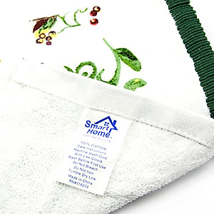 Berries and Vines Tie Top Hanging Kitchen Towels in White/Green, 3 Pack