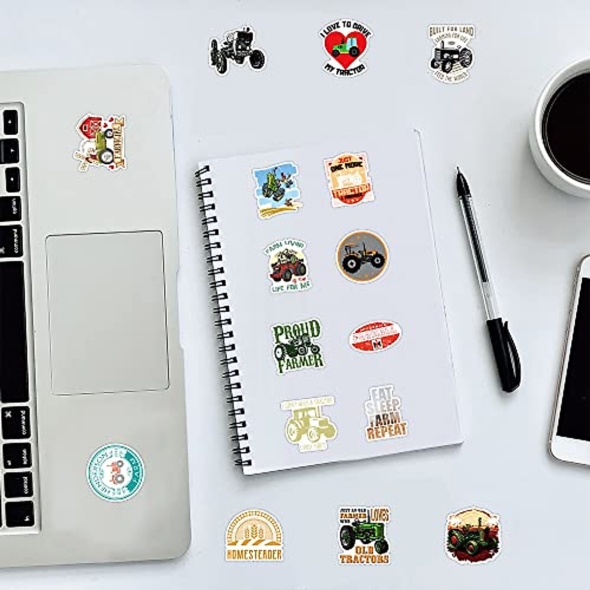 50 Pcs Tractor Stickers | Cool Deere Green Farmer Tractor Stickers for Bottle, Laptop, Skateboard, Phone - Truck and Tractor Merchandise Stickers and Decals Gifts for Kids, Teens, Adults