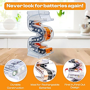 Kalinar Battery Ladder™ for 10 9V Batteries | Vertical Storage Case & Dispenser | Stackable Expandable Wall Mount Holder Combo (9V, 1-Pack)