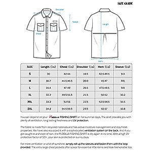 Pudolla Men's Fishing Shirts Short Sleeve Travel Work Shirts Summer Button Down Shirts for Men UPF50+ with Zipper Pockets(Arona, Large)