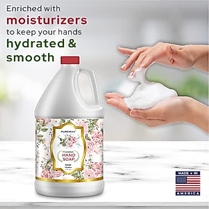 Puremax Foaming Hand Soap Refills with Essential Oils | Rose | Gentle, Moisturizing | Biodegradable Formula | Made in USA | 128 Fl Oz (1 Gallon) |