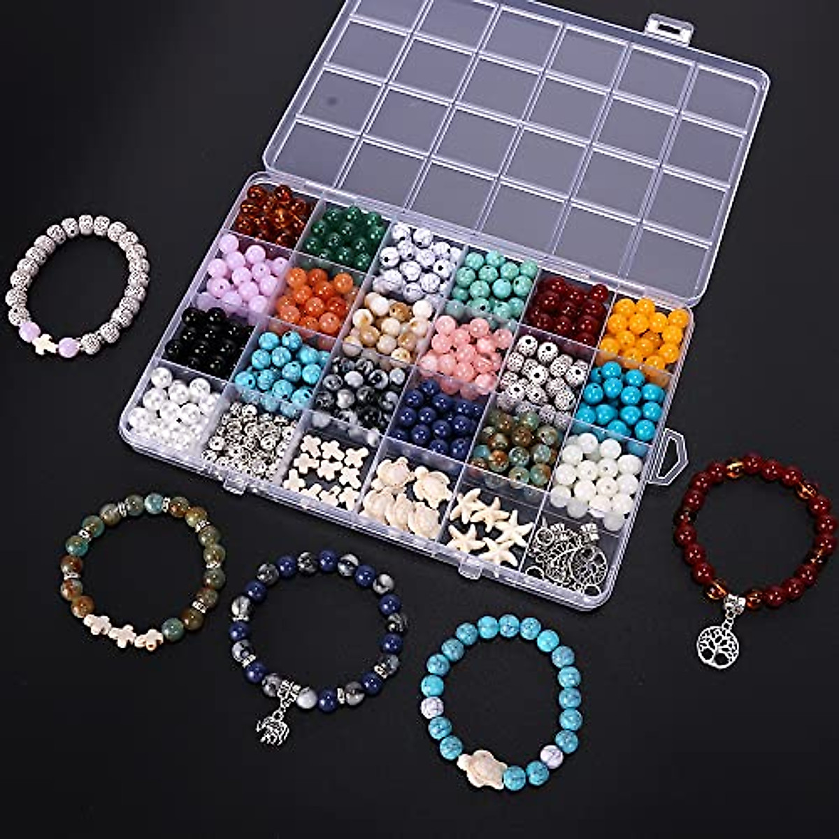 Enjoymade Glass Beads for Jewelry Making 8mm Turquoise Crystal Beads for Bracelets Making Kit Round Gemstone Stone Spacer Chakra Energy Healing Beads Bulk DIY Crystal Beads