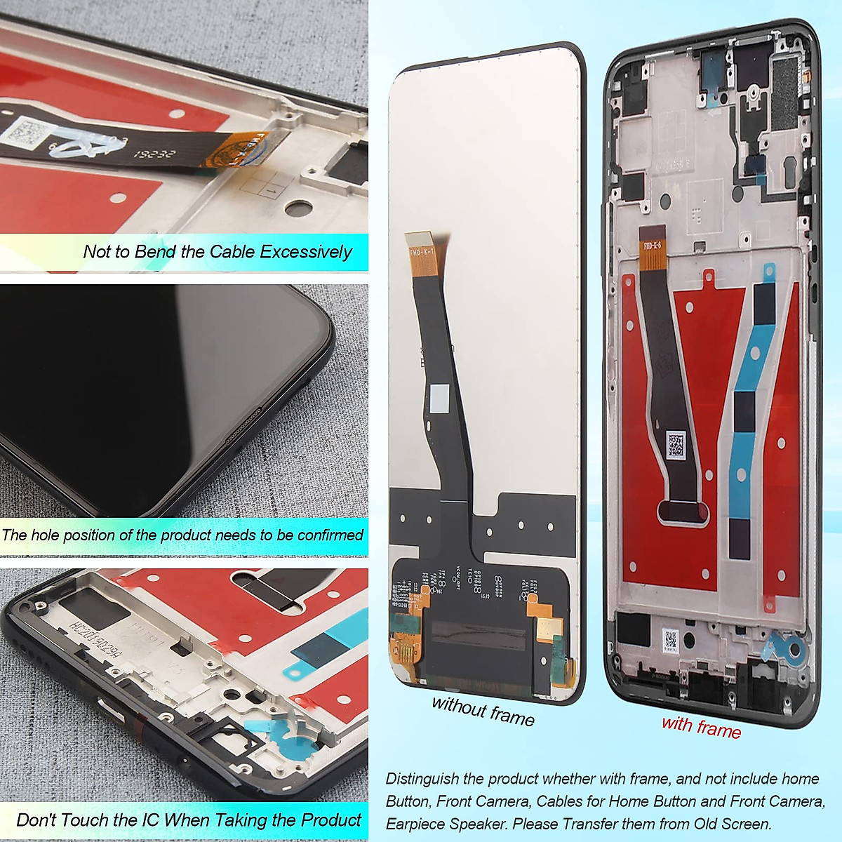 YHX-US Screen Replacement for Huawei Y9 Prime 2019 P Smart Z STK-L21 STK-L22 STK-LX3 LCD Display Touch Screen Digitizer Assembly with Tools (Black+Frame)