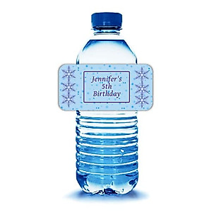 20 Personalized winter ice birthday party,"half wrap" water bottle labels