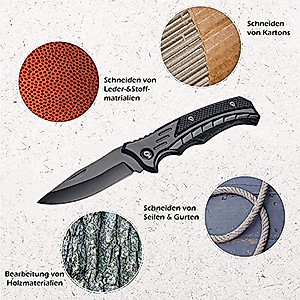 Pocket Knife, Mini Folding Knife| Outdoor Knife, with Key Chain, for Leisure, Camping, Hiking, Picnic, Hunting and Emergencies, Gift for Men (Black)