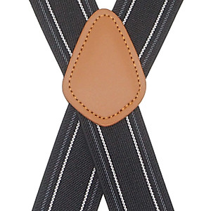 Timiot Mens Suspender 4 Swivel Strong Hooks Adjustable Braces Elastic Comfortable X Style Heavy Duty Strap (Black White Stripe)