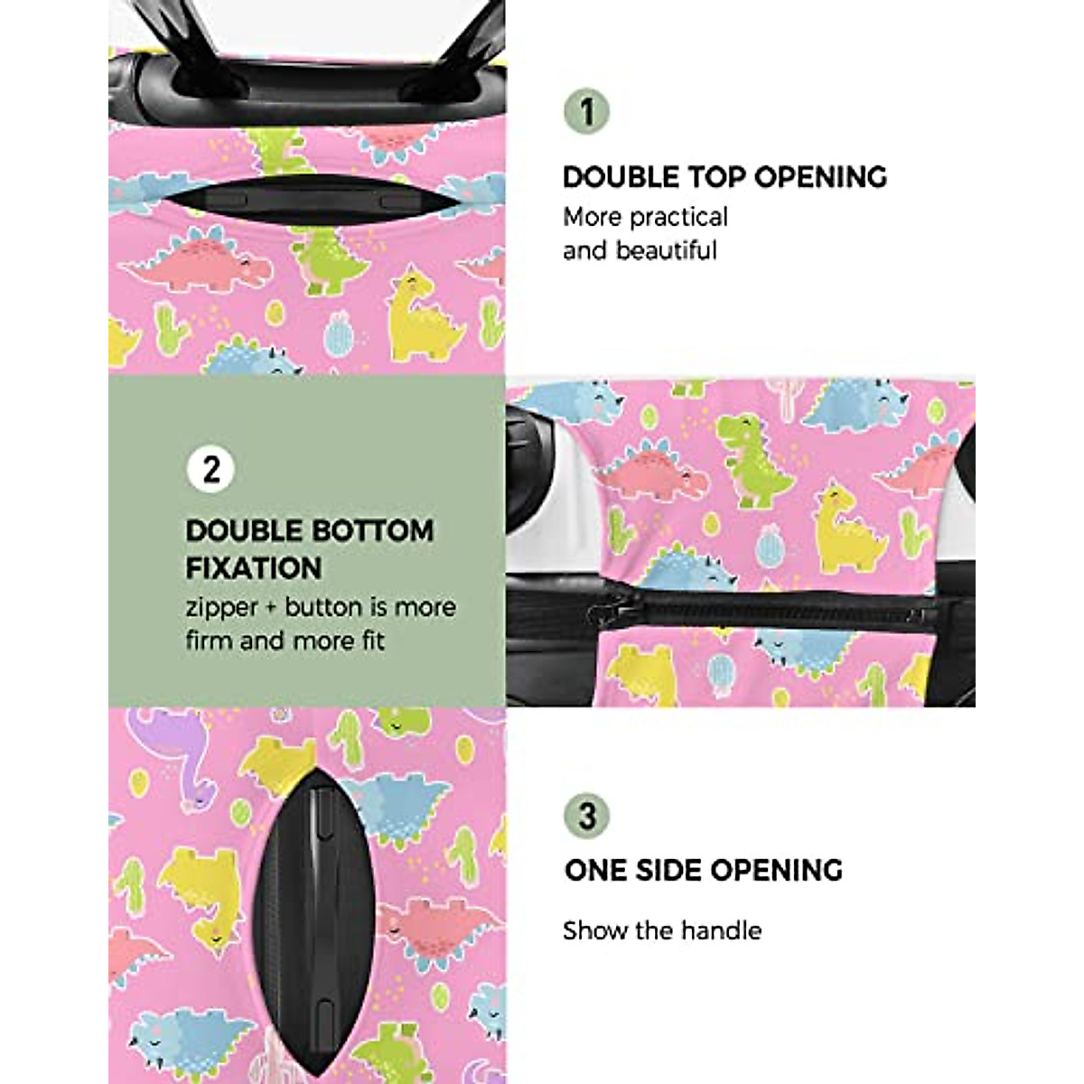 Travel Luggage Cover Cute Dinosaur Children Cartoon Cactus Pink Girl Anti-Scratch Luggage Protector Personalized Suitcase Cover Washable Suitcase Protector with Concealed Zipper Fits 29-32in Luggage