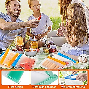 Dishwasher Safe Reusable Silicone Storage Ziplock Bags, Leakproof Reusable Gallon Freezer Bags, BPA FREE Food Storage Bags for Marinate Food, Fruits, Sandwich, Snack, Meal Prep, Travel Item (24)