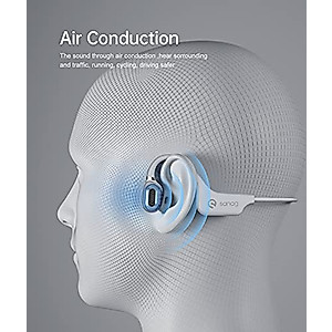 Wireless Bluetooth Headphones, SANAG Open Ear Sport Headphones with Mic, Music Phone Call IP67 Sweat-Resistant Bluetooth Headset for Outdoor Activities, Working, Gym, Christmas Gift Grey