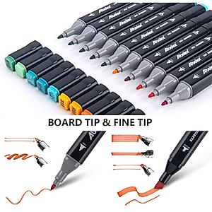80 Colors Alcohol Based Markers, ABEIER Dual Tip Drawing Markers Set, Plus 1 Colorless Blender Pen, Permanent Sketch Animation Markers for Kids, Plumones, Adults Coloring and Artist Illustration