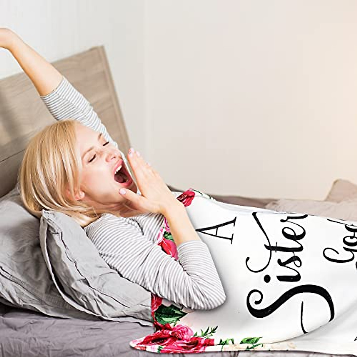 WILLBOND Sisters Gifts from Sister Blanket Sister Birthday Christmas Gifts Soft Flannel Plush Throw Blankets Mothers Day Gifts Sister Is God's Way of Making Sure We Never Walk Alone