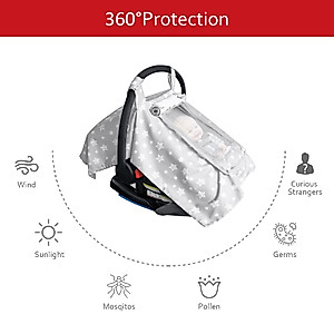 Baby Car Seat Cover for Boys Girls, Adjustable Peep & Breathable Mesh Window, Infant Carseat Canopy Fit All Seasons, Suitable for Various Stroller