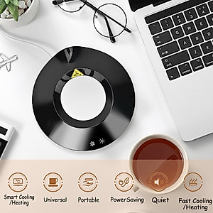 Yoidesu Cup Cooler Coffee Warmer, 2 in 1 Beverage Warmer and Drink Cooler, -3℃- 65 ℃ USB Heating and Cooling Mat Coffee Tea Beverage Cans Cooler & Warmer Heater Chilling Coasters(Black)