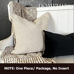 DOMVITUS Luxury Decorative Throw Pillow Cover 18 x 18 Inch Textured Boucle Square Sofa Couch Pillow for Living Room Woven Accent Cushion Case, 1PC, Buttery Cream