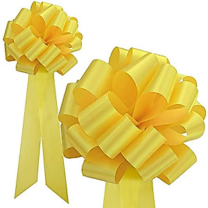 Big Decorative Yellow Pull Bows with Long Tails - 9" Wide, Set of 6, Easter, Support Our Troops Ribbon, Christmas, Thanksgiving, Birthday, Summer Decor, Fundraiser, Office, Classroom, Party, Wedding