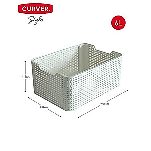 Curver Style Small Rectangular Storage Basket, Vintage White, 6 Litre