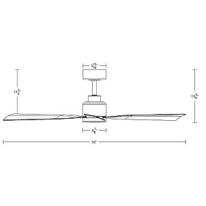 WAC Smart Fans Clean Indoor and Outdoor 3-Blade Ceiling Fan 54in Brushed Aluminum with Remote Control works with Alexa and iOS or Android App