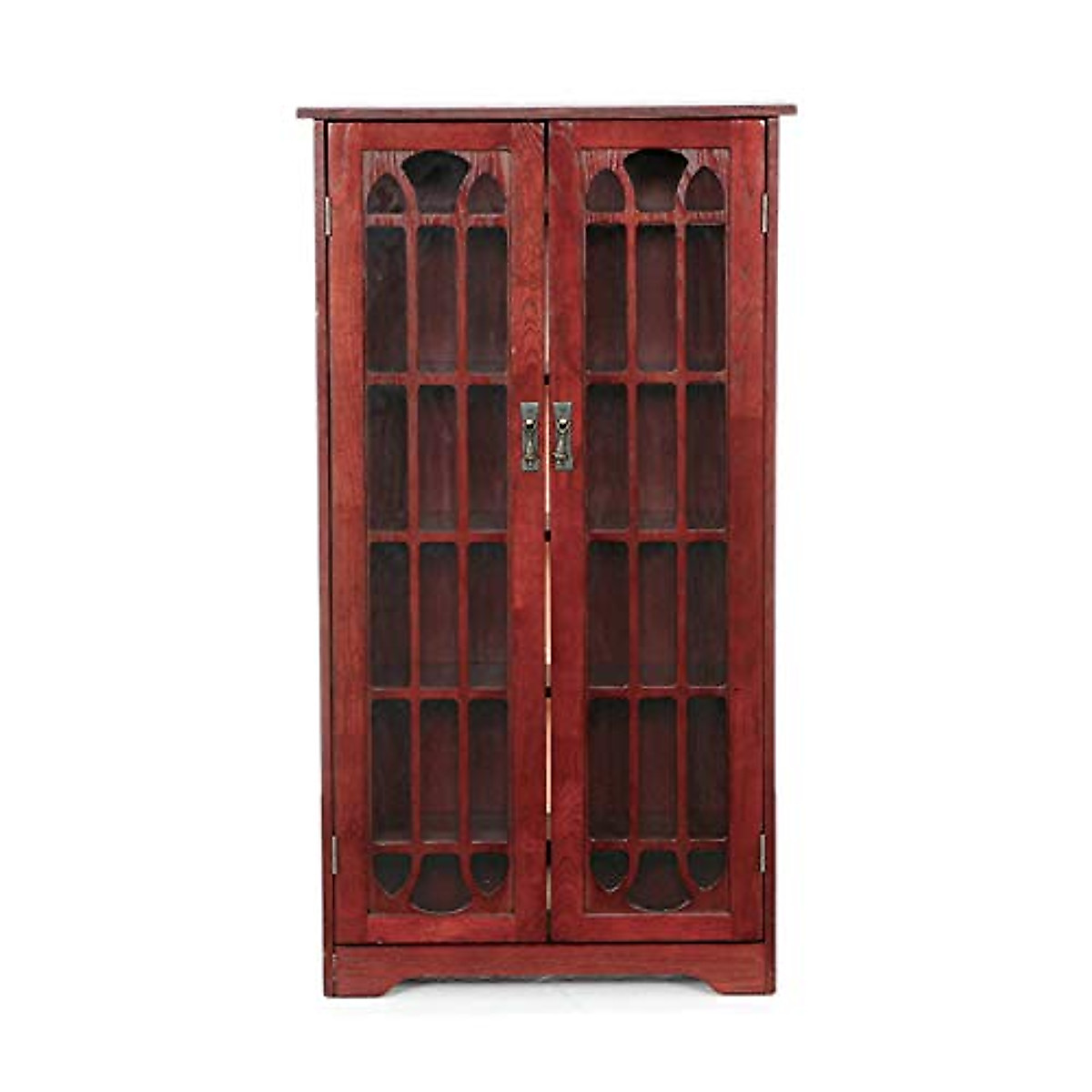 SEI Furniture Window Pane Storage Adjustable Shelves Display Cabinet, 47.75" H x 26.25" W x 9.5" D, Cherry