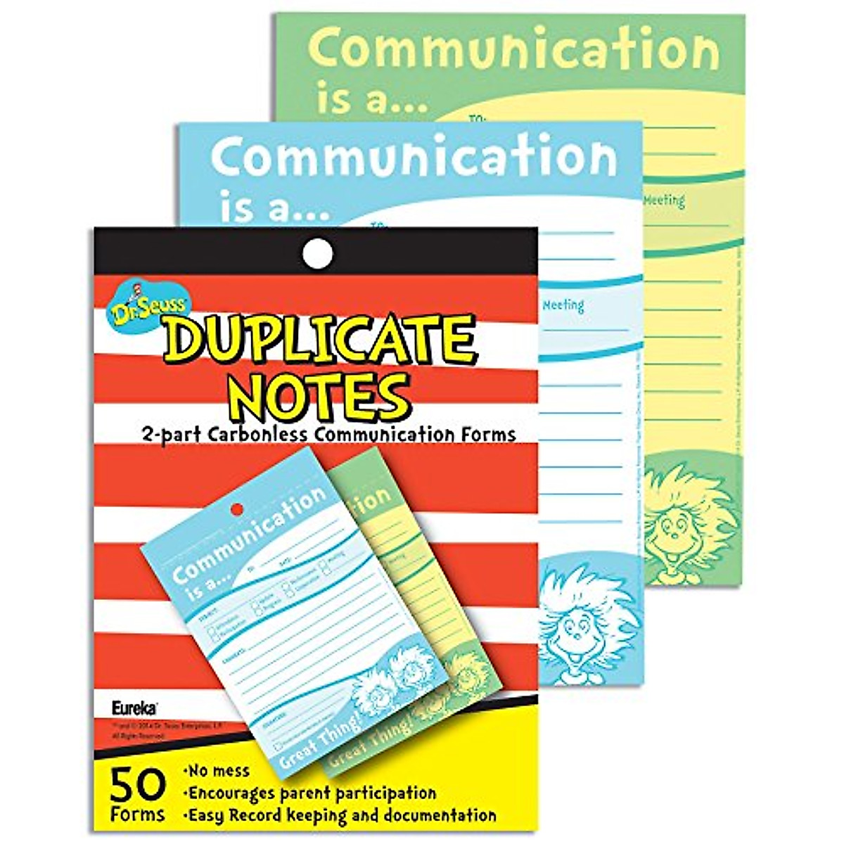 Eureka Dr. Seuss Teacher Notes for Parents Carbonless Duplicating Notepads, 50 ct.